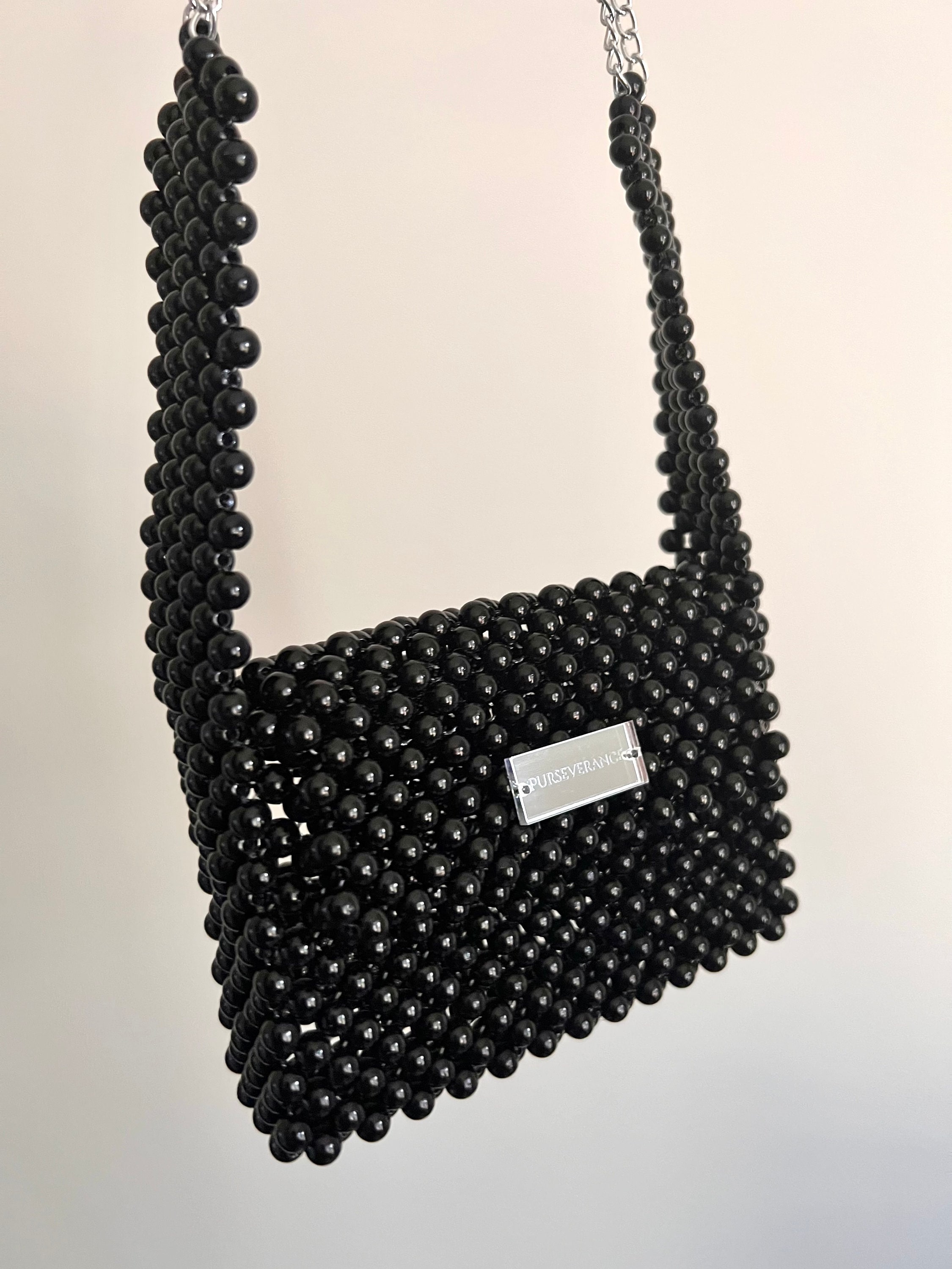 Small Black Bead Bag, Acrylic Bead Bag, Bag for Party, Casual Bag ...
