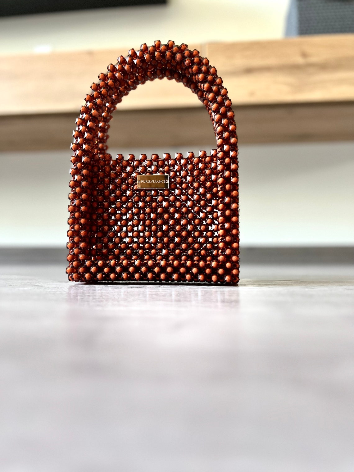 Brown Bead Bag, Acrylic Bead Bag, Halloween, Autumn Bag, Autumn Style ...