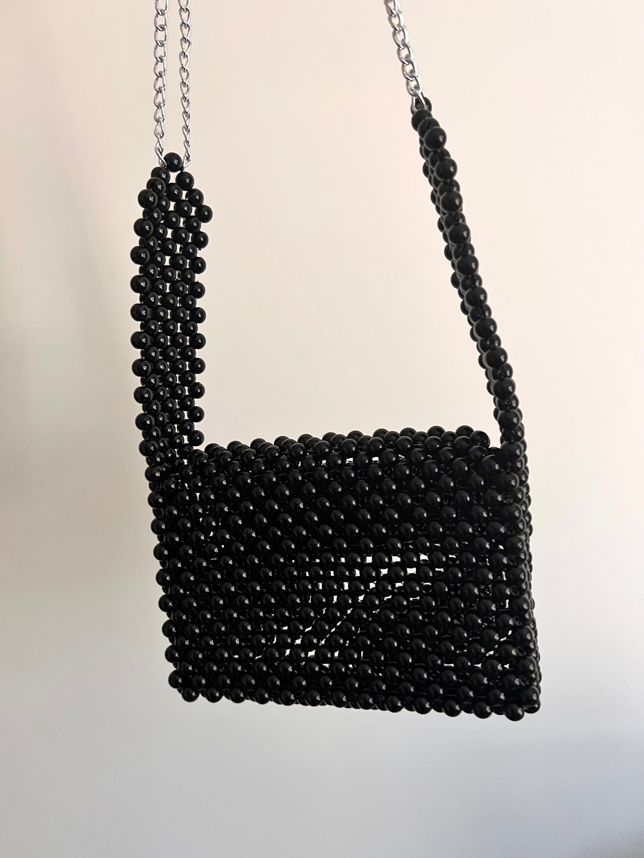 Small Black Bead Bag Acrylic Bead Bag Bag for Party Casual - Etsy