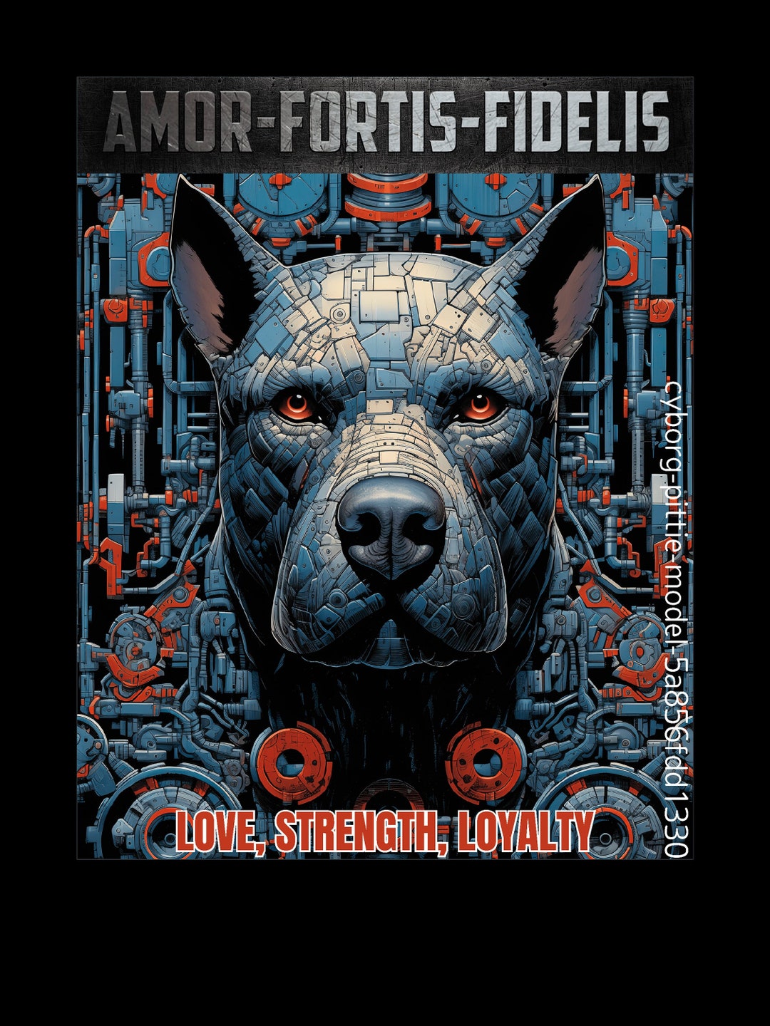 Exclusive Cyborg Pitbull Tee: Amor Fortis Fidelis, AI Generated Unique ...