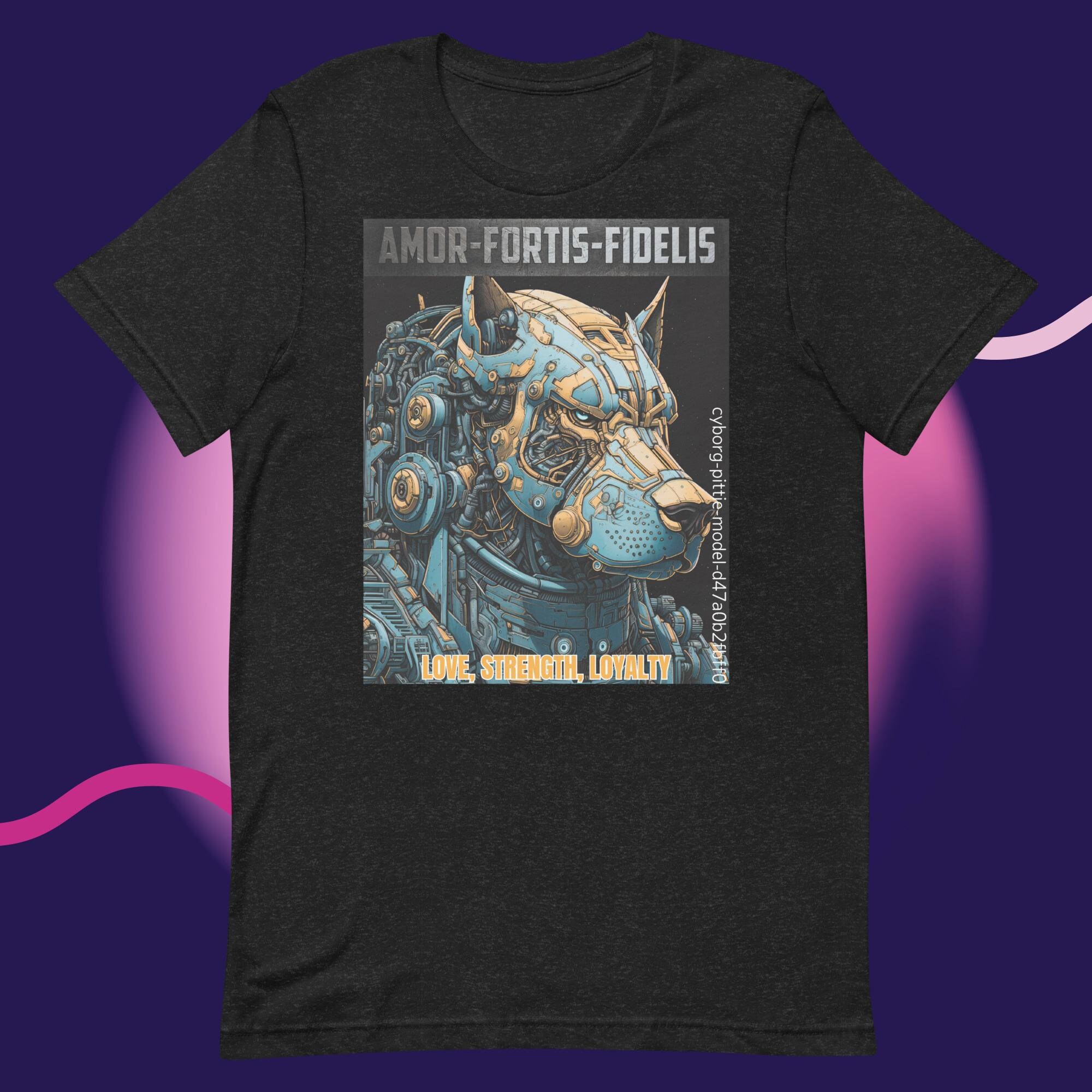 Exclusive Cyborg Pitbull Tee: Amor Fortis Fidelis, AI Generated Unique ...