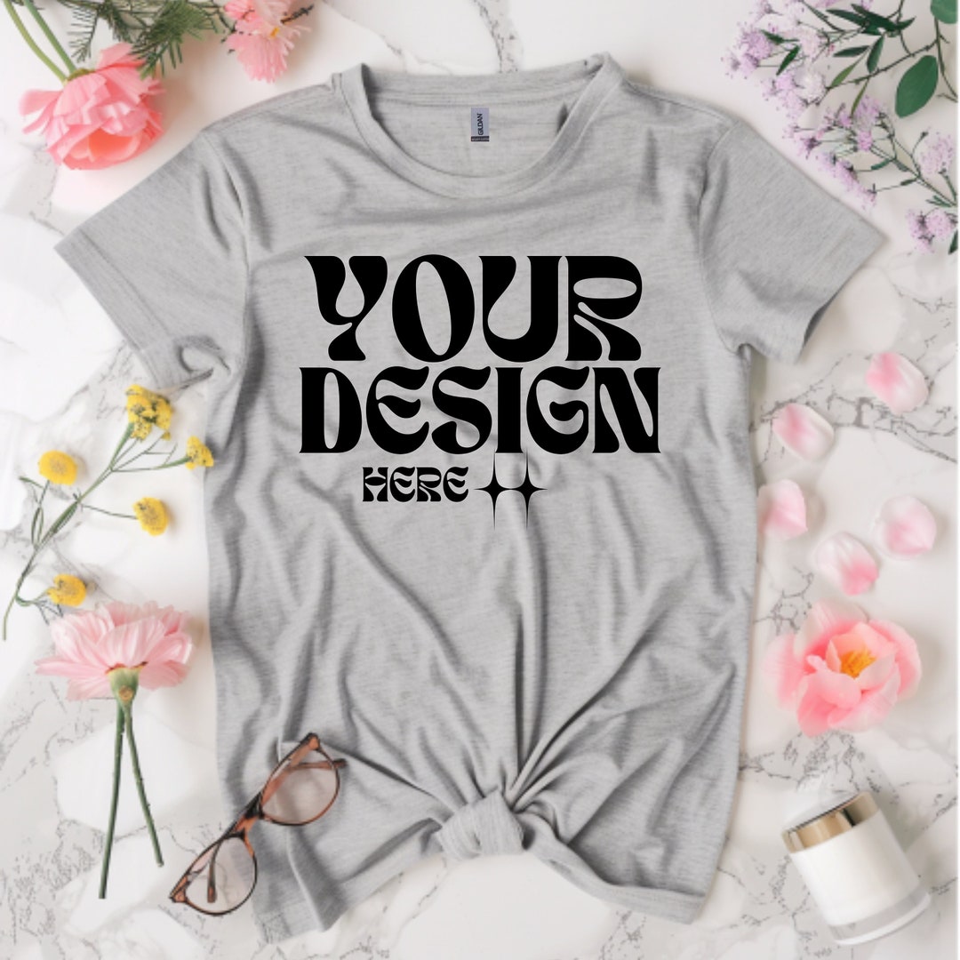 Gildan 5000 Sport Grey Mockup Flat Lay Indoors Mockup Model Mockup ...