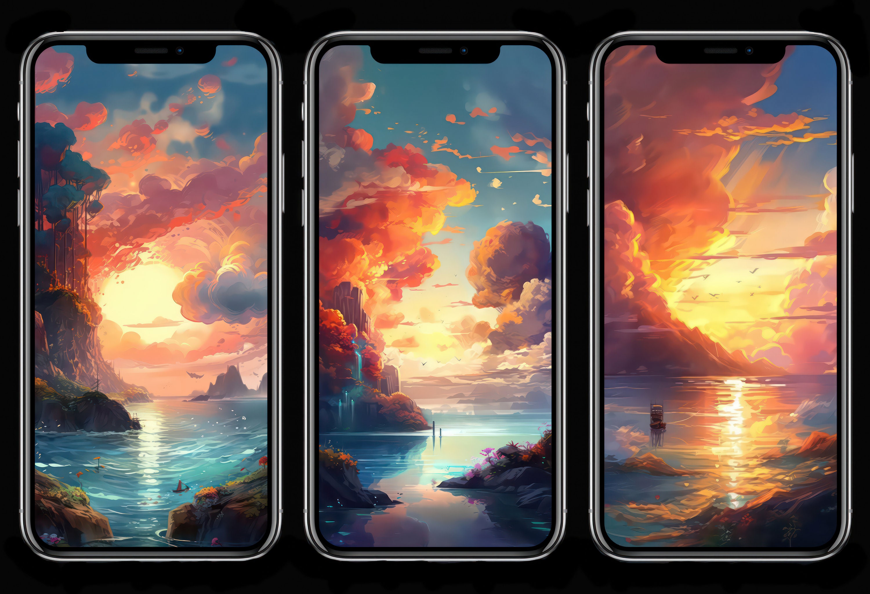 Sunset Phone Wallpapers, Hand Painting Wallpapers Iphone, Minimalist ...