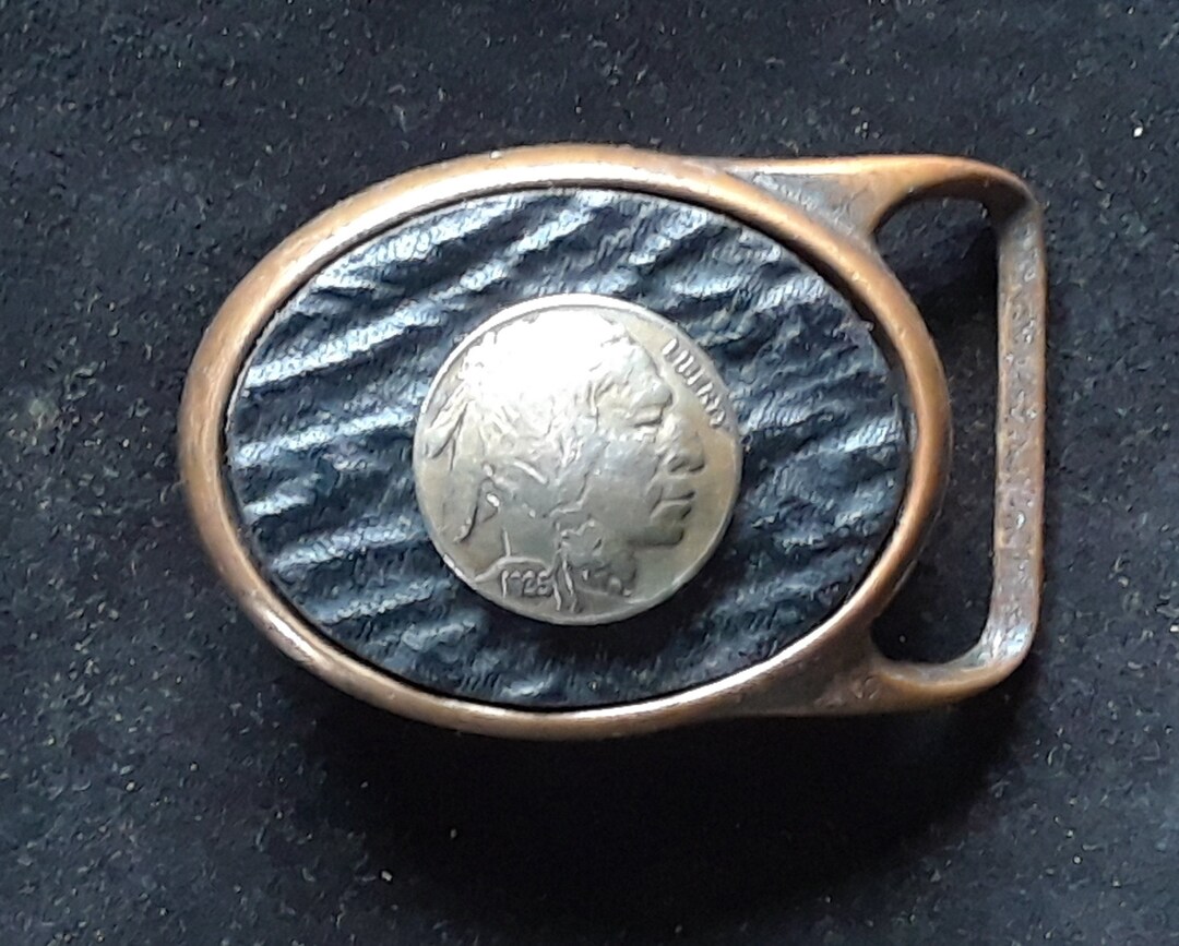 Tech-ether Shark Inlay Domed Indian Coin Brass Buckle - Etsy