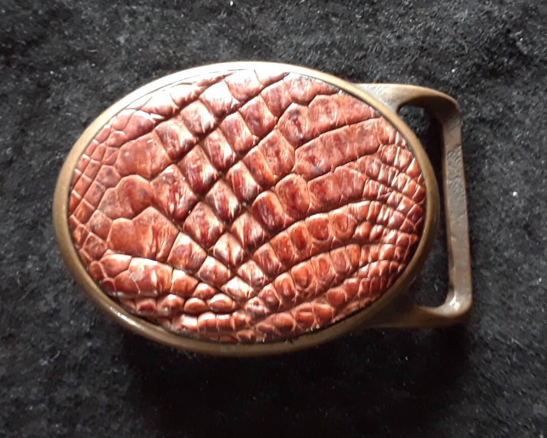 Tech-ether Crocodile Inlay Brass Buckle - Etsy