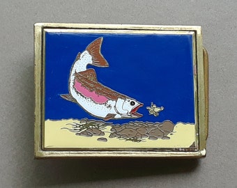 Vintage Astamar Brass Bass Fish Buckle fishing Brass Belt Buckle Fish ...