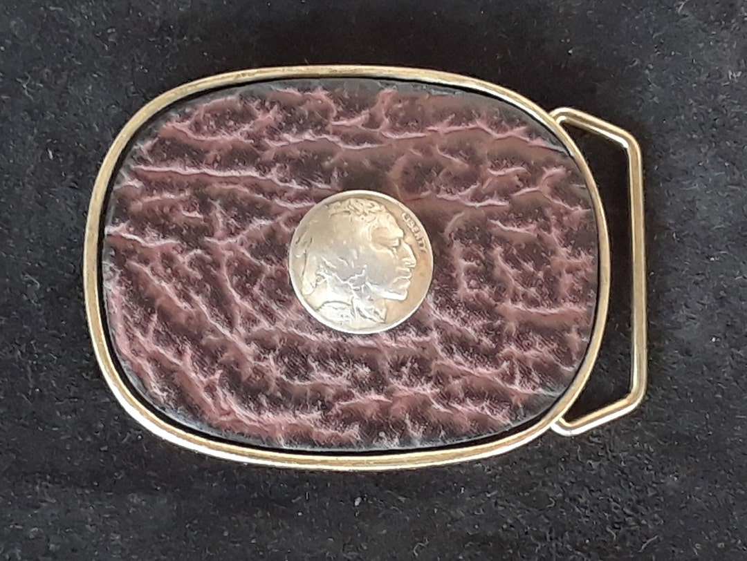 Shark Inlay Indian Domed Coin Brass Buckle - Etsy