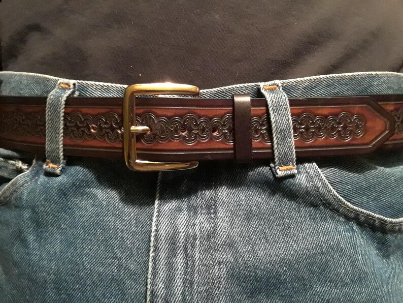 Handmade Leather Belts ,tooled Border Design, Top Grain, Hand Shaded ...