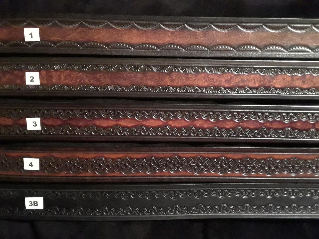 Hand Tooled Leather Belts Border Design, Top Grain, Hand Shaded, Snaps ...