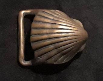 Vintage Solid Brass Scallop Shell Belt Buckle - Etsy