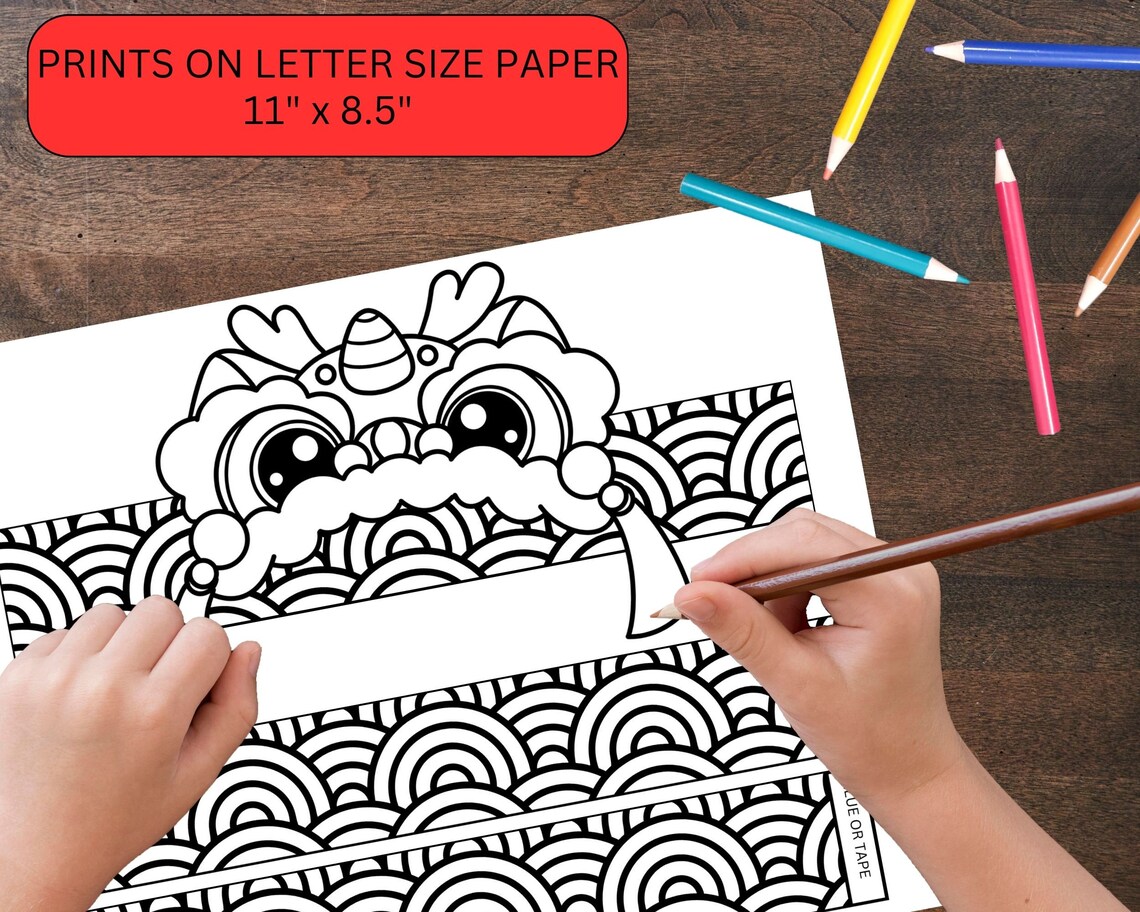 Lunar New Year Crown, Chinese Lion Dance Paper Hat, Fun Kids Activity ...