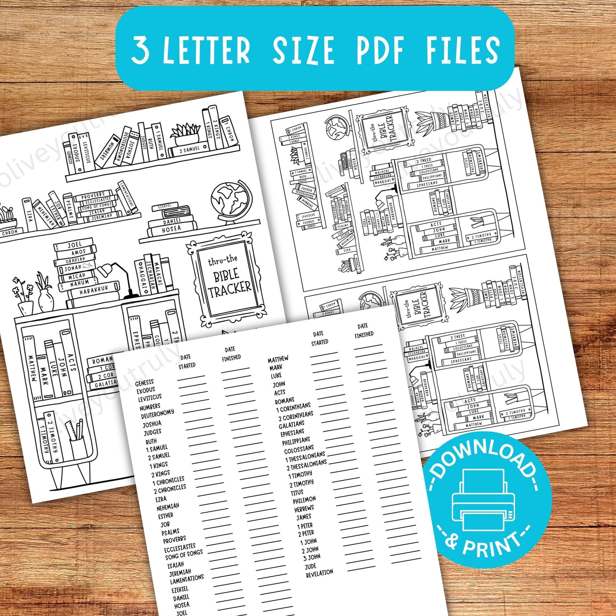 Bible Reading Tracker, Through the Bible Coloring Checklist, Track Your ...