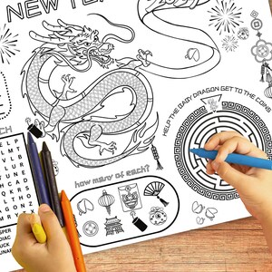 Lunar New Year Activity Coloring Page, Printable Placemat, Year of the ...