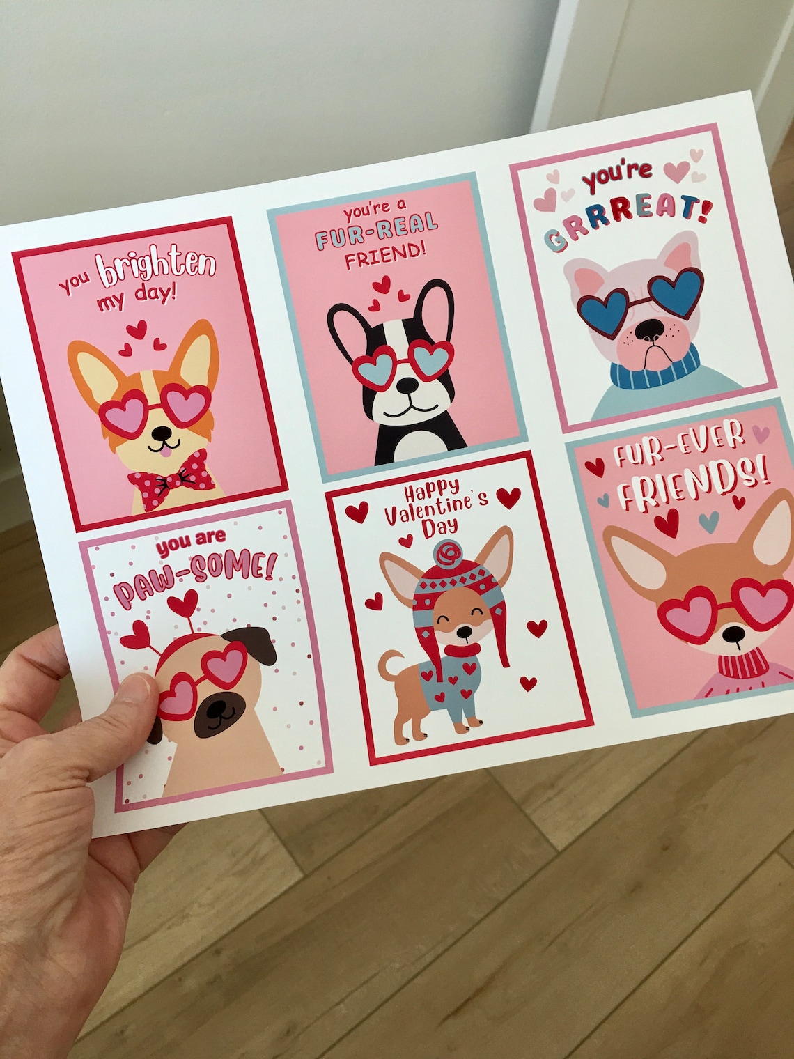 Printable Dog Valentine's Day Cards, Classroom Cards for Kids, Gift ...
