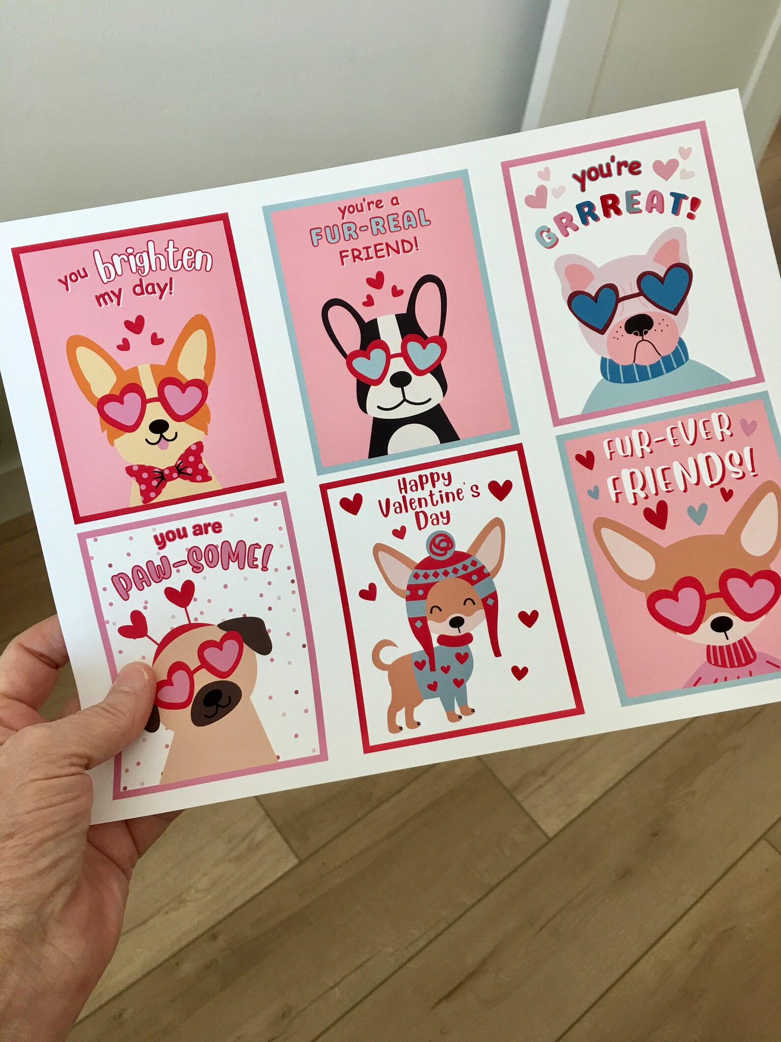 Printable Dog Valentine's Day Cards, Classroom Cards for Kids, Gift ...