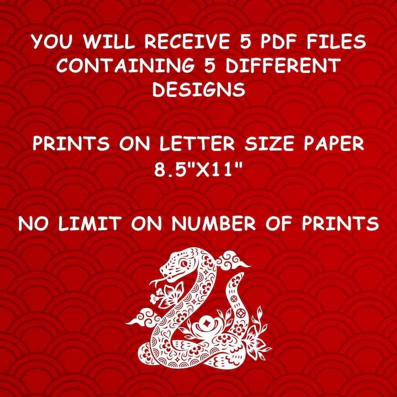 Printable Red Envelopes, Chinese New Year, Lunar 2025, Year of the ...