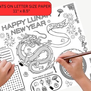 Lunar New Year Activity Coloring Page, Printable Placemat, Year of the ...