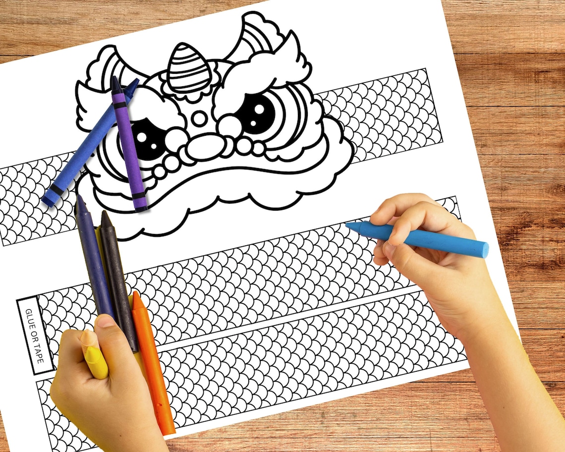 Lunar New Year Crown, Chinese Lion Dance Paper Hat, Fun Kids Activity ...