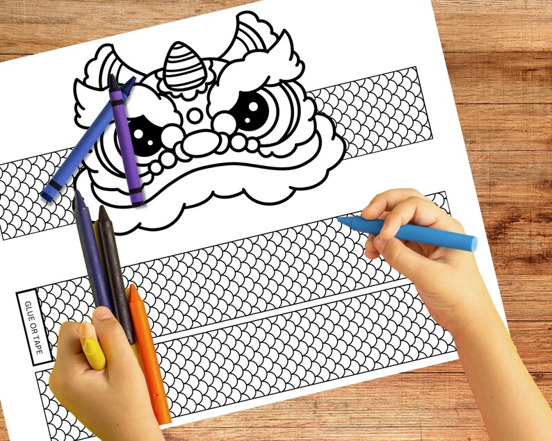 Lunar New Year Crown, Chinese Lion Dance Paper Hat, Fun Kids Activity ...