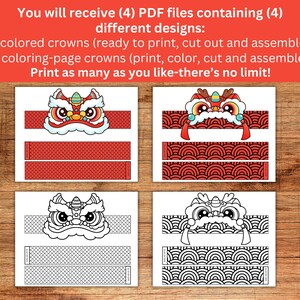 Lunar New Year Crown, Chinese Lion Dance Paper Hat, Fun Kids Activity ...