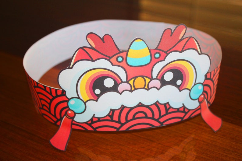 Lunar New Year Crown, Chinese Lion Dance Paper Hat, Fun Kids Activity ...