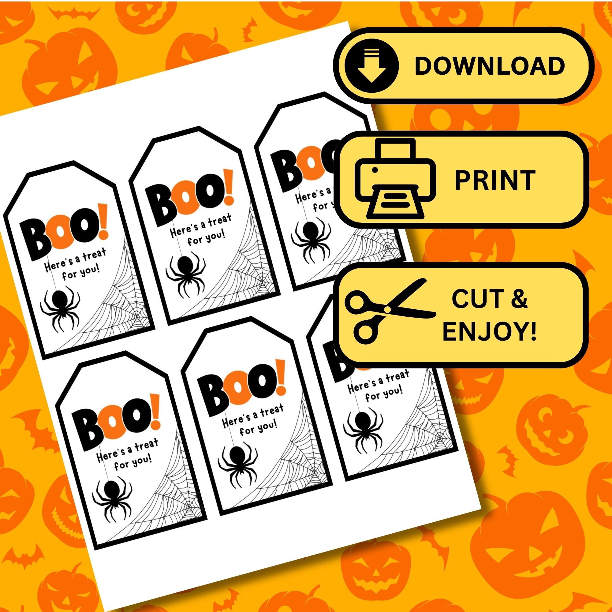 Instant Download Halloween Tags, Boo Party Favor, Treat Tags, Gift Tags ...