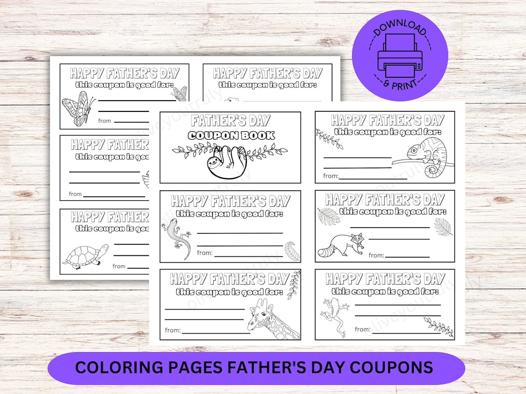 Father's Day Coupon Book / Printable Coloring Pages for Kids / Father's ...