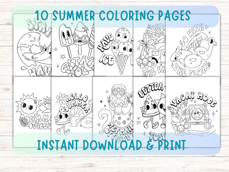 Fun Summer Coloring Pages, Printable Activity for Kids and Adults ...