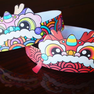 Lunar New Year Crown, Chinese Lion Dance Paper Hat, Fun Kids Activity ...