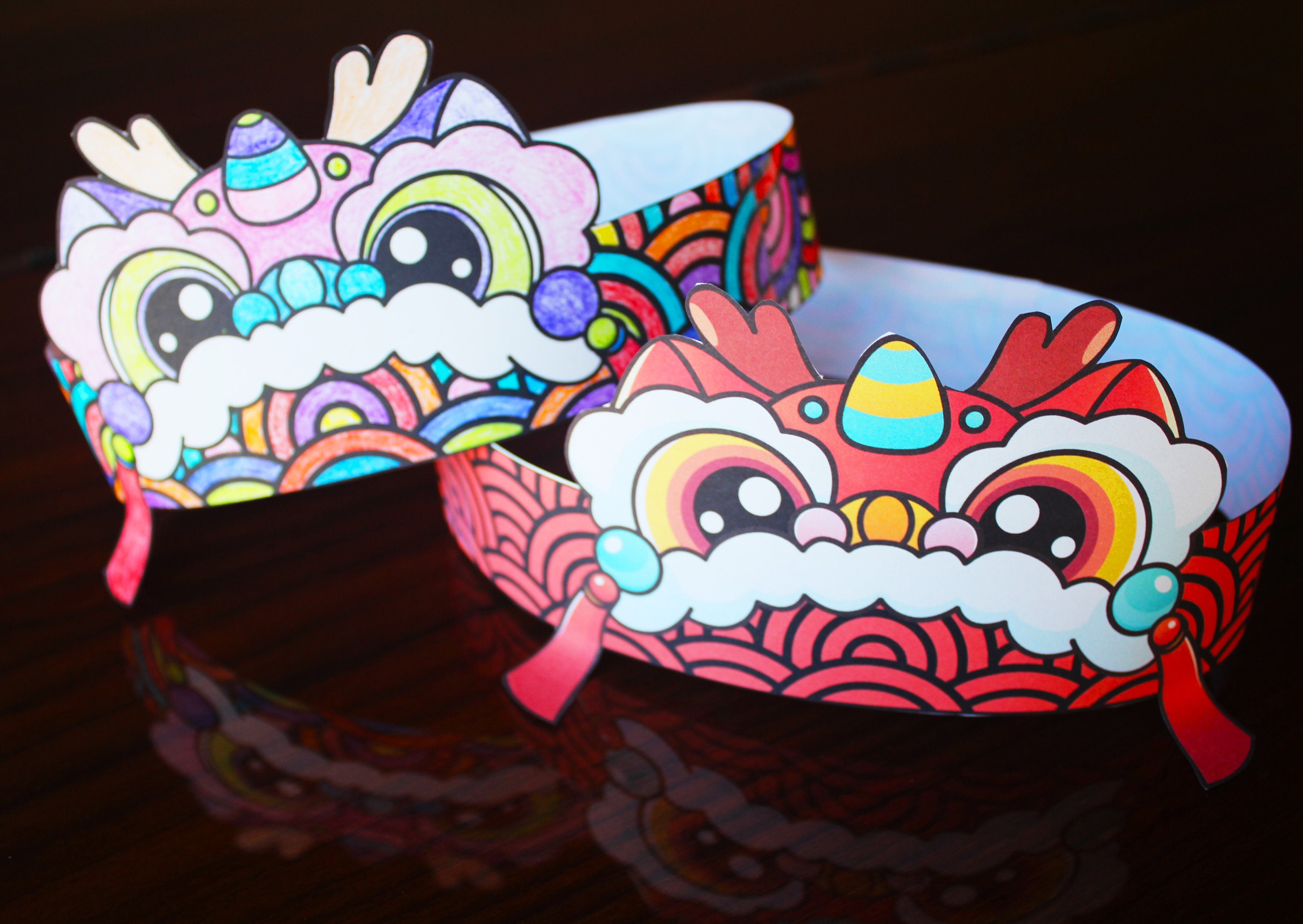Lunar New Year Crown, Chinese Lion Dance Paper Hat, Fun Kids Activity ...