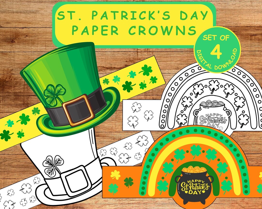 St Patrick's Day Paper Crown, Leprechaun Hat, Fun Kids Activity ...