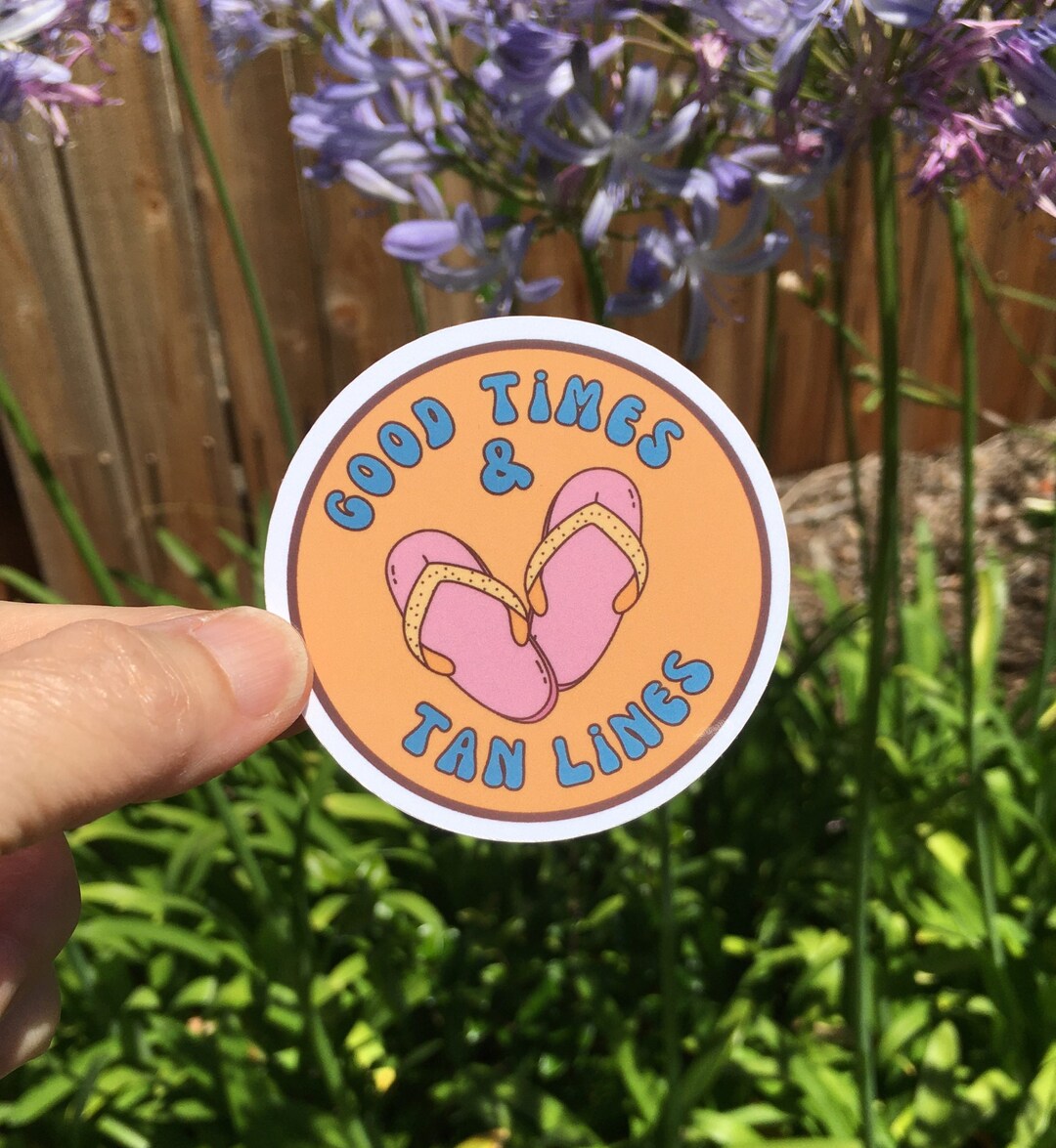 Good Times & Tan Lines Sticker, Water Bottle Laptop Sticker, Summer Fun ...