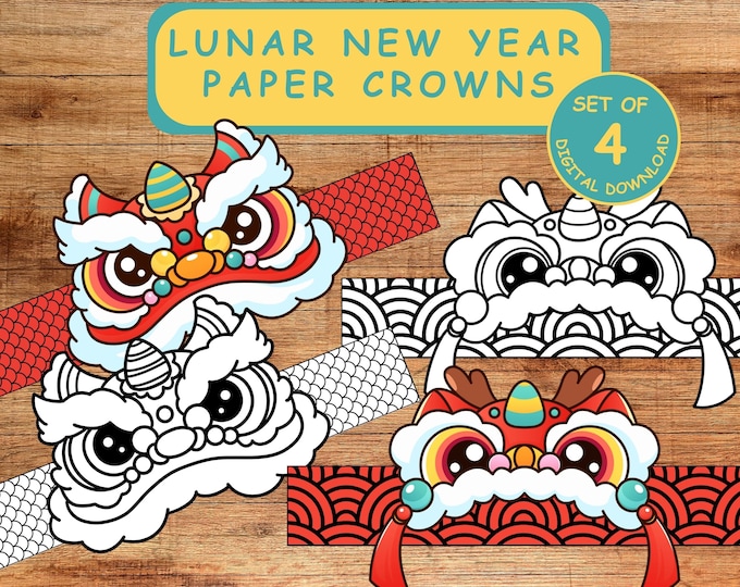 Chinese New Years 2025 Printable Color Party Crown Hats, Printable ...
