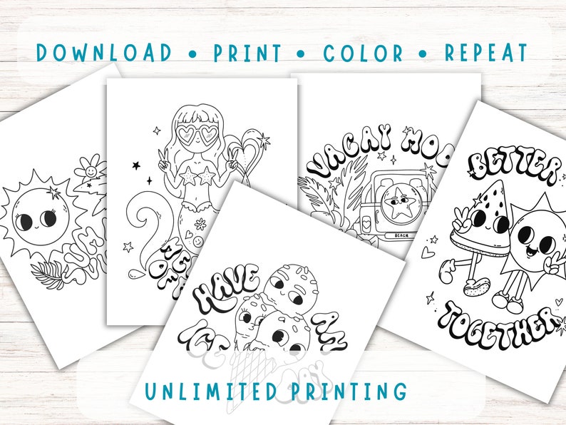 Fun Summer Coloring Pages, Printable Activity for Kids and Adults ...