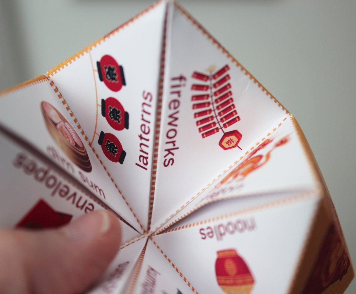 Printable Lunar New Year Cootie Catcher, Chinese New Year Fortune ...