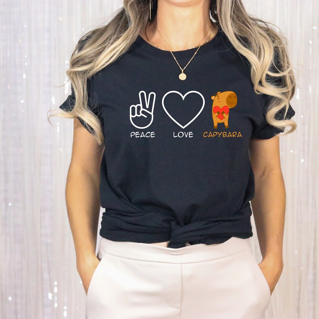 Peace and Love Capybara T-shirt, Vintage Capybara Tee, Capybara Lover ...