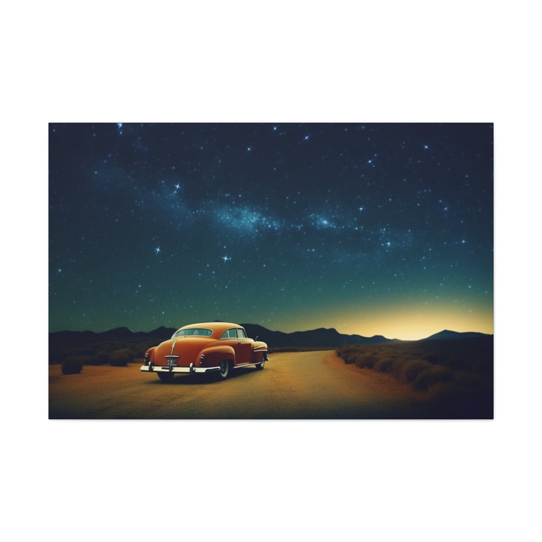 Beautiful Motorcar Into Sunset - Canvas Gallery Wrap - Etsy
