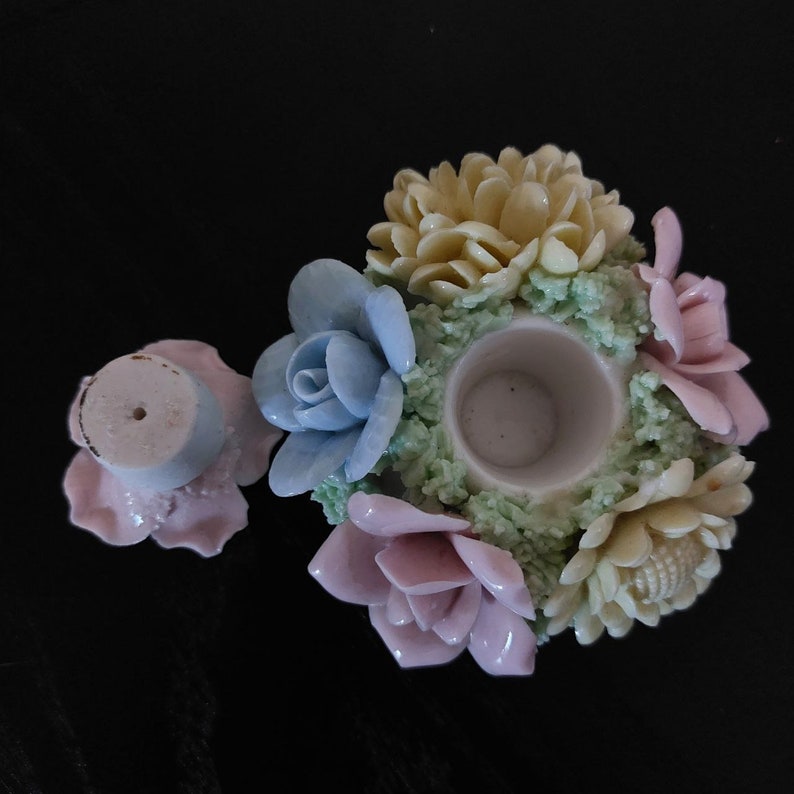 RARE Vintage Napco Pastel Porcelain Ceramic Roses Candle Holder W ...