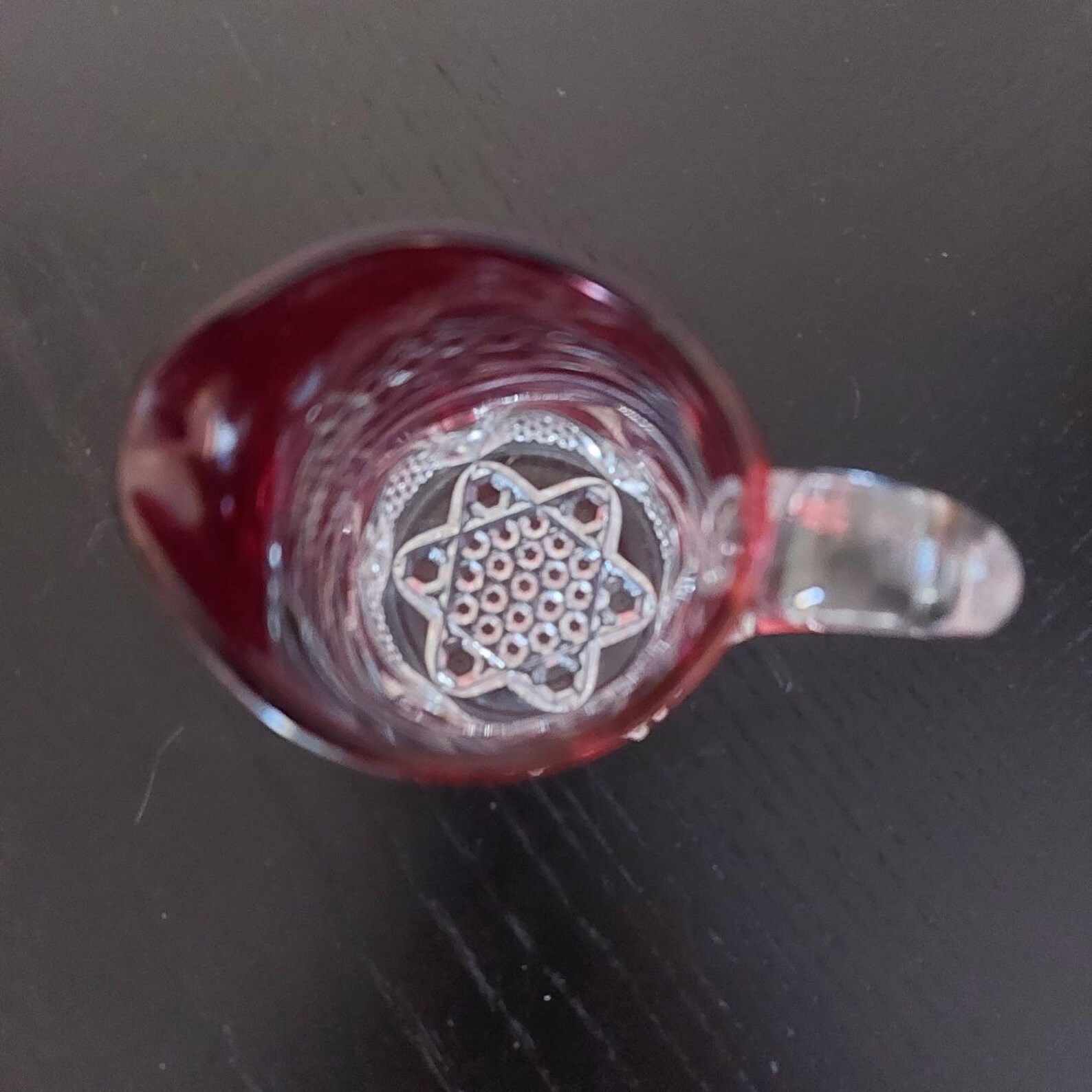 Antique Glass Ruby Red Flash Etched Cream Pitcher 'anna 1901' Cathedral ...