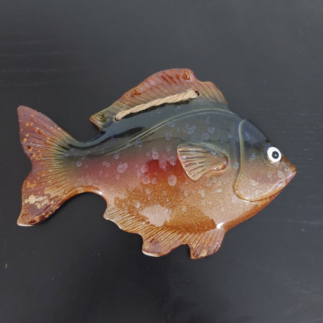 Vintage Ceramic Wall Plaque Glazed Fish Browns Blues Sea 10" - Etsy