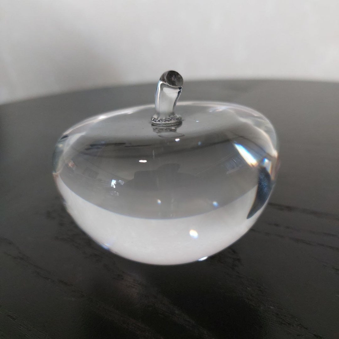 Vintage Clear Glass Apple Paperweight, Unique Shaped Handblown Glass ...