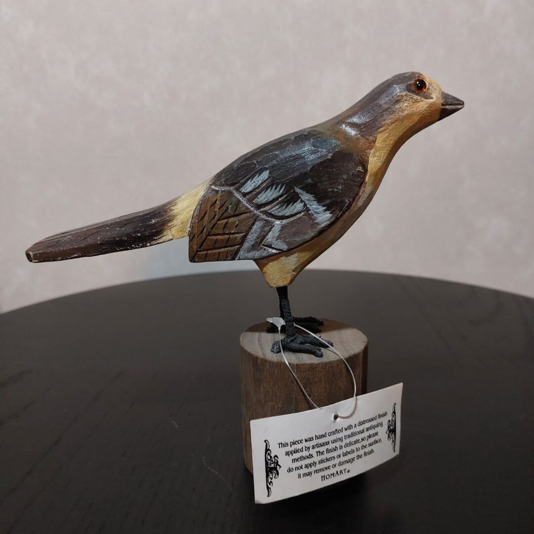 HOMART Northern Mockingbird Wood Carving With Tag - Etsy
