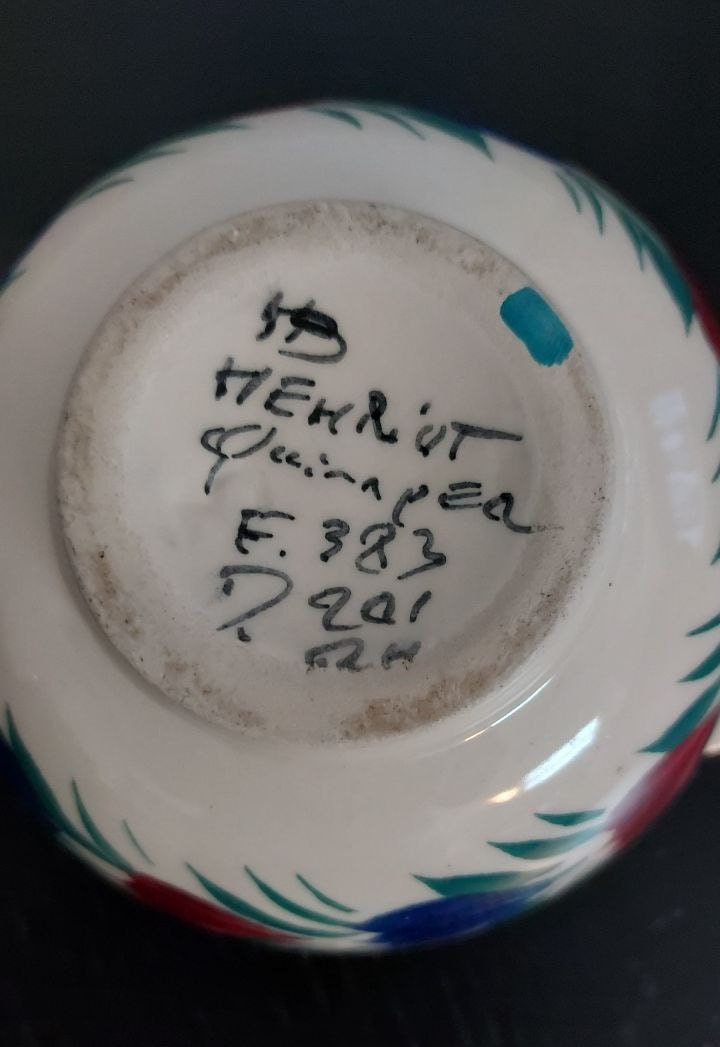 Vintage Henriot Quimper Pottery Porringer Bowl, Hand Painted Folk Art ...