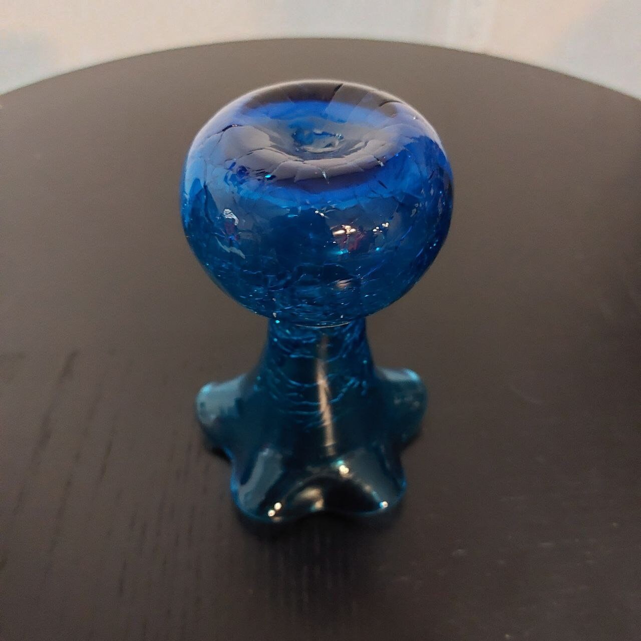 Vintage Blue Crackle Rainbow Glass Vase Mid Century Modern - Etsy