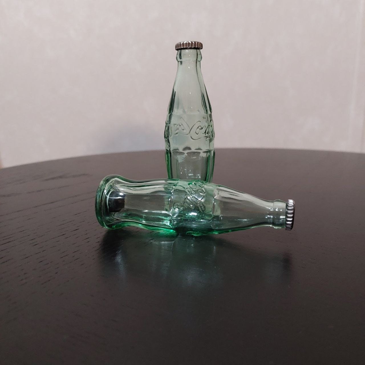 Vintage Coca-cola Mini Green Glass 4.5salt & Pepper Shakers With Metal ...