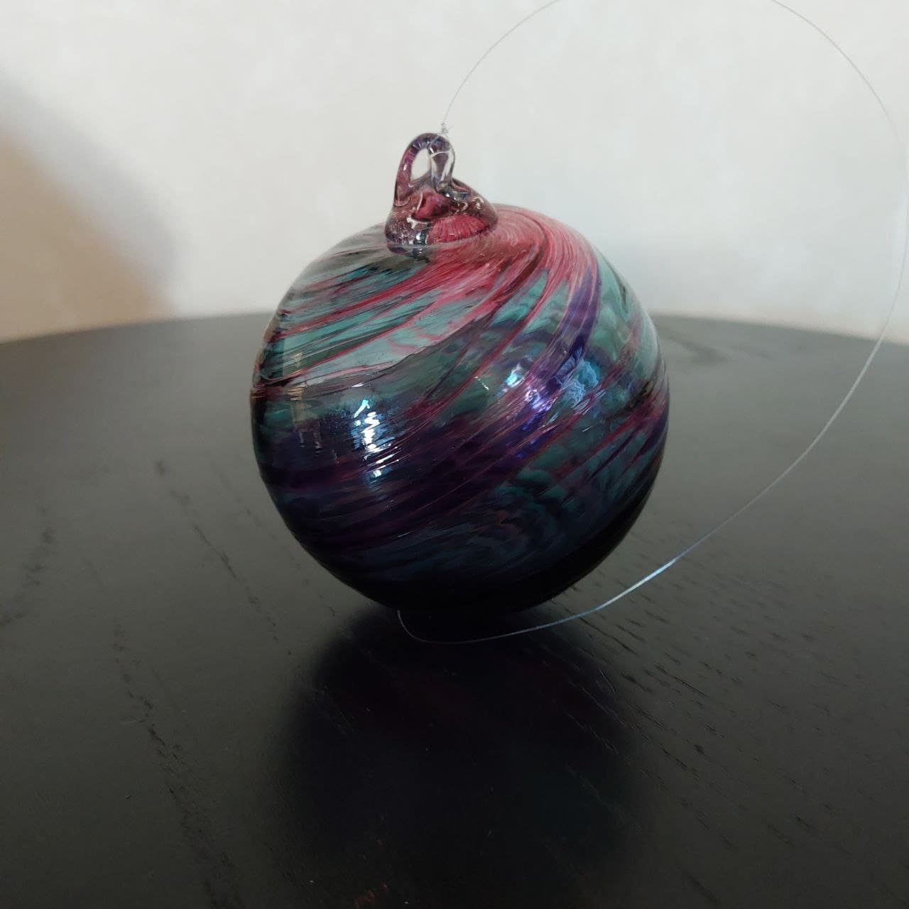 Vintage Hand Blown Art Glass Large Decorative Ornament Orb Purple/blue ...