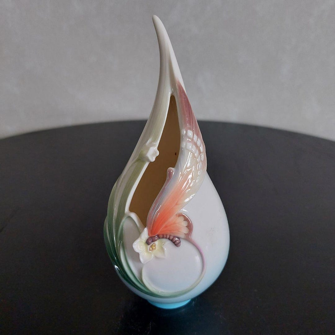 Franz Porcelain "papillon" Butterfly Small Vase, Porcelain Dimensional ...
