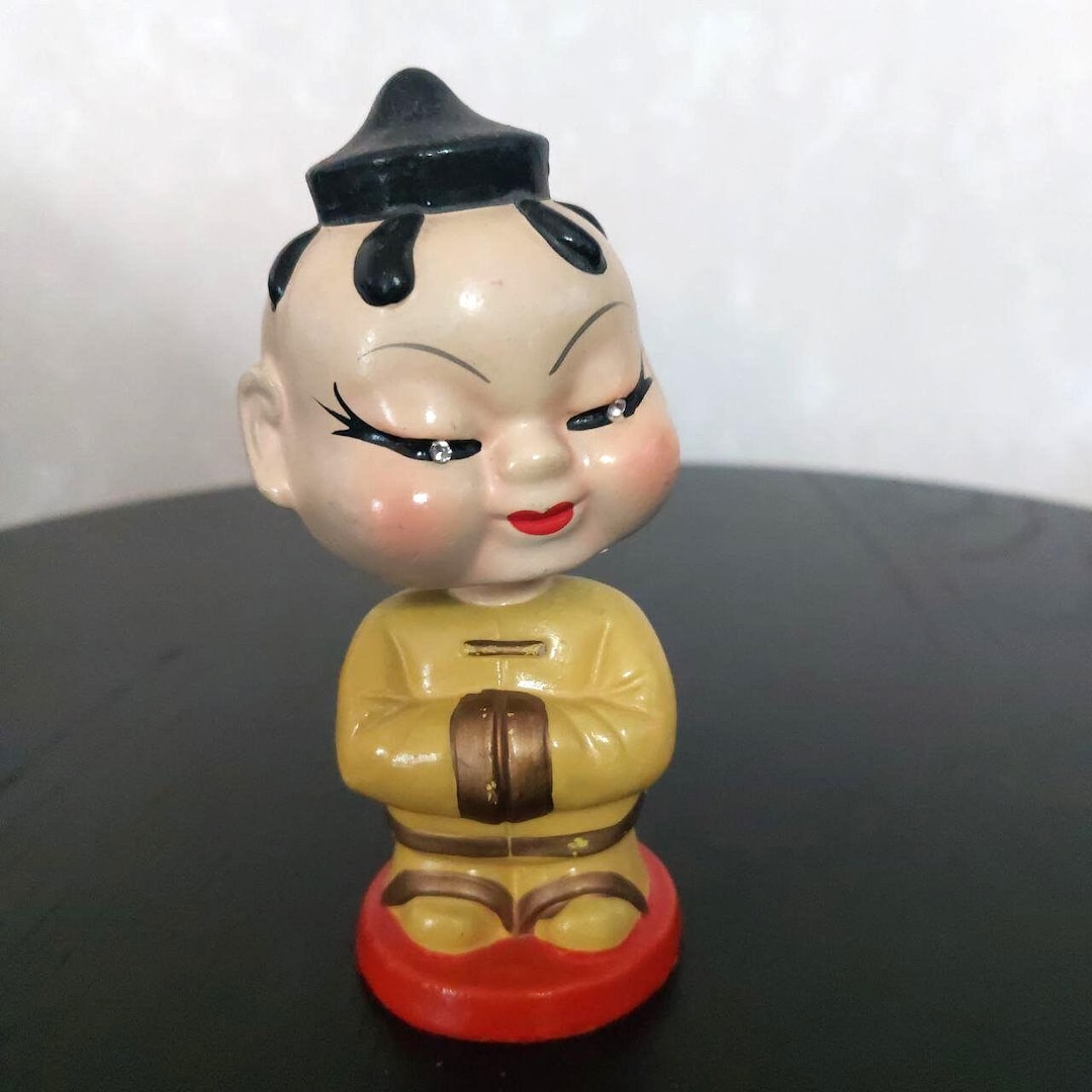 Vintage 1950s Japanese Bobble Head: Asian Boy Nodder With Jewel Eyes - Etsy