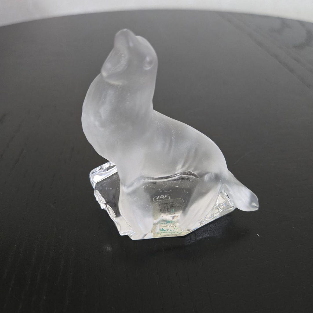 Goebel German Art Glass Sea Lion Figure, Clear and Frosted 24% Lead ...