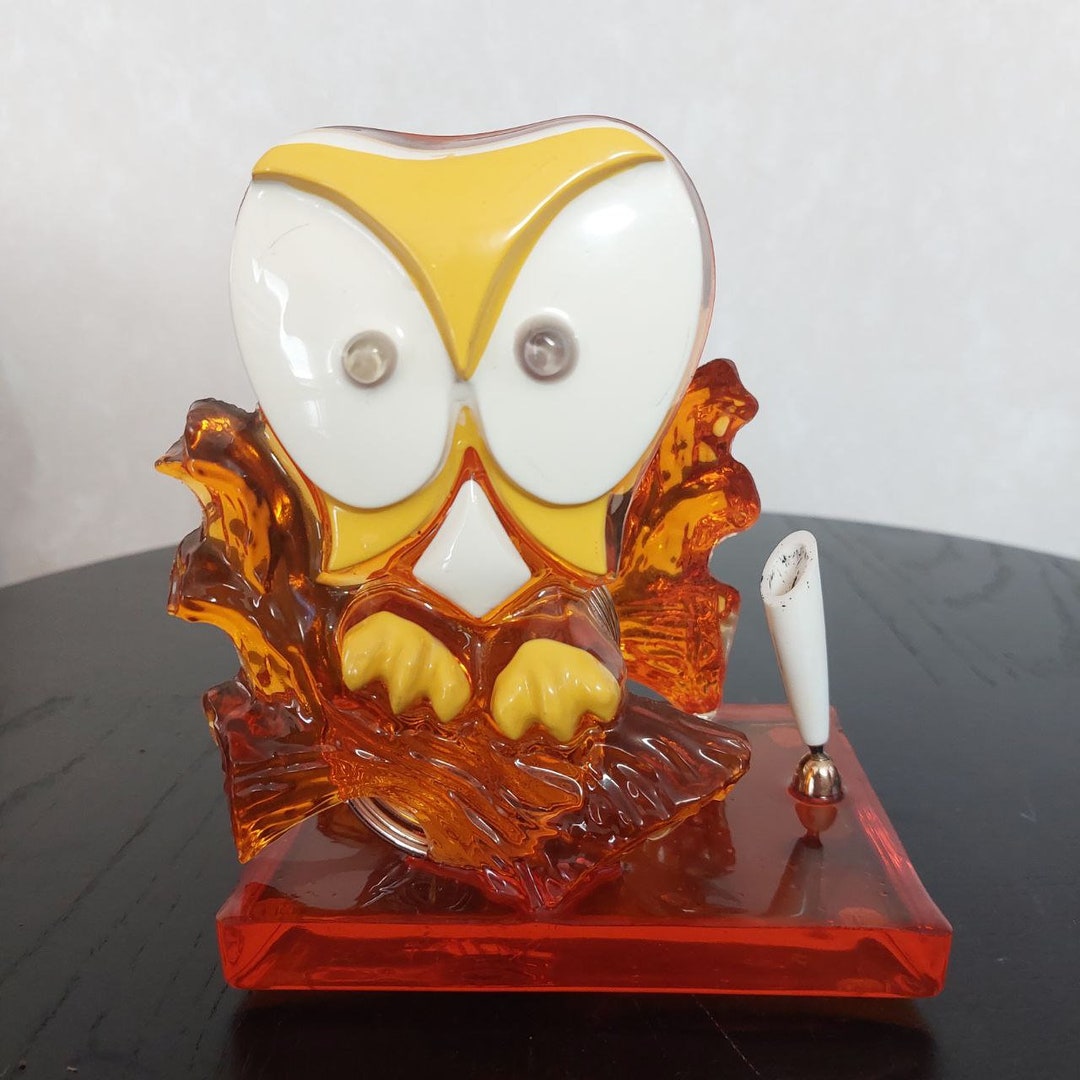 Vintage Lucite Owl Coil Letter Mail Holder and Pen Holder, Double Sided ...